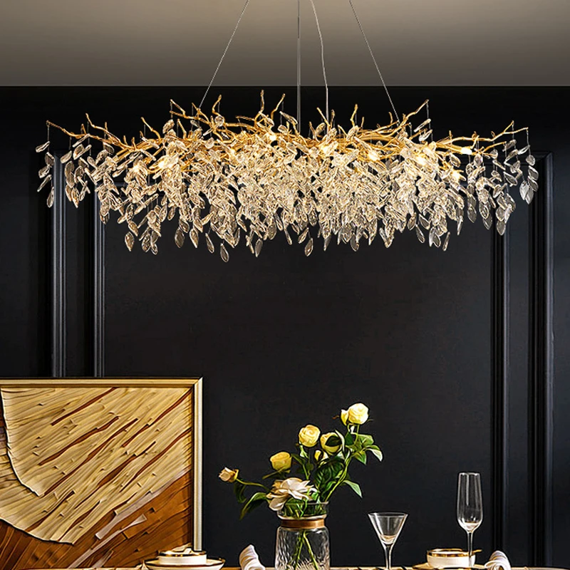 Candelabro-de-cristal-de-forma-larga-para-comedor-rama-Circular-Simple ...