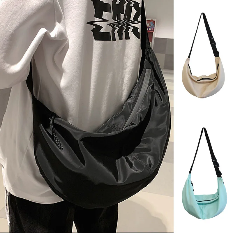 Crossbody Bags Men Solid Color Large Capacity Hobos Unisex Harajuku ...