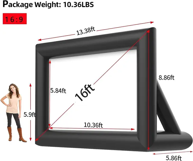 20/30ft Huge Inflatable Projector Screen Blow Up Outdoor Movie Screens for TV & Movies Seamless ...