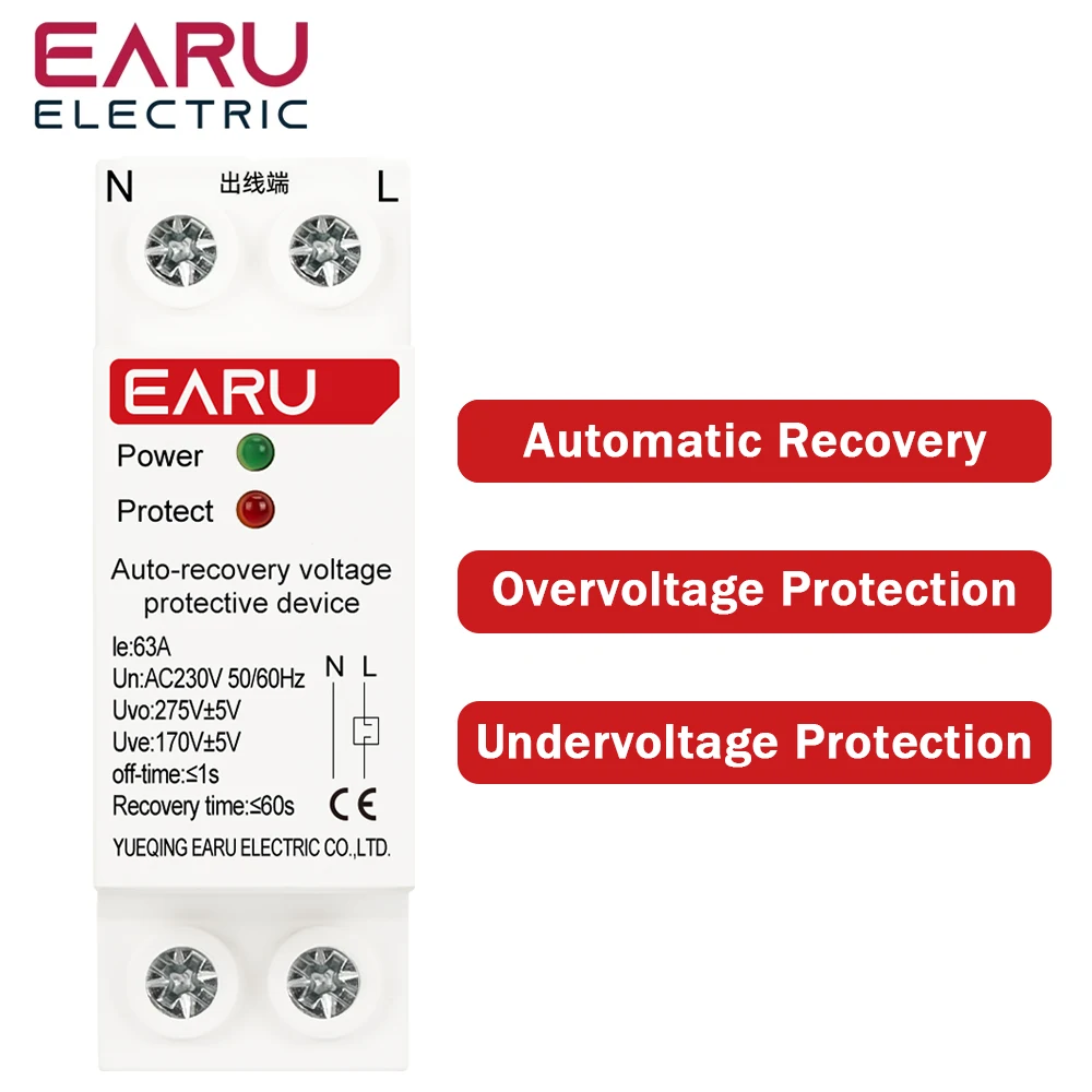 1P-N-27mm-40A-63A-230V-Din-Rail-Automatic-Recovery-Reconnect-Over ...