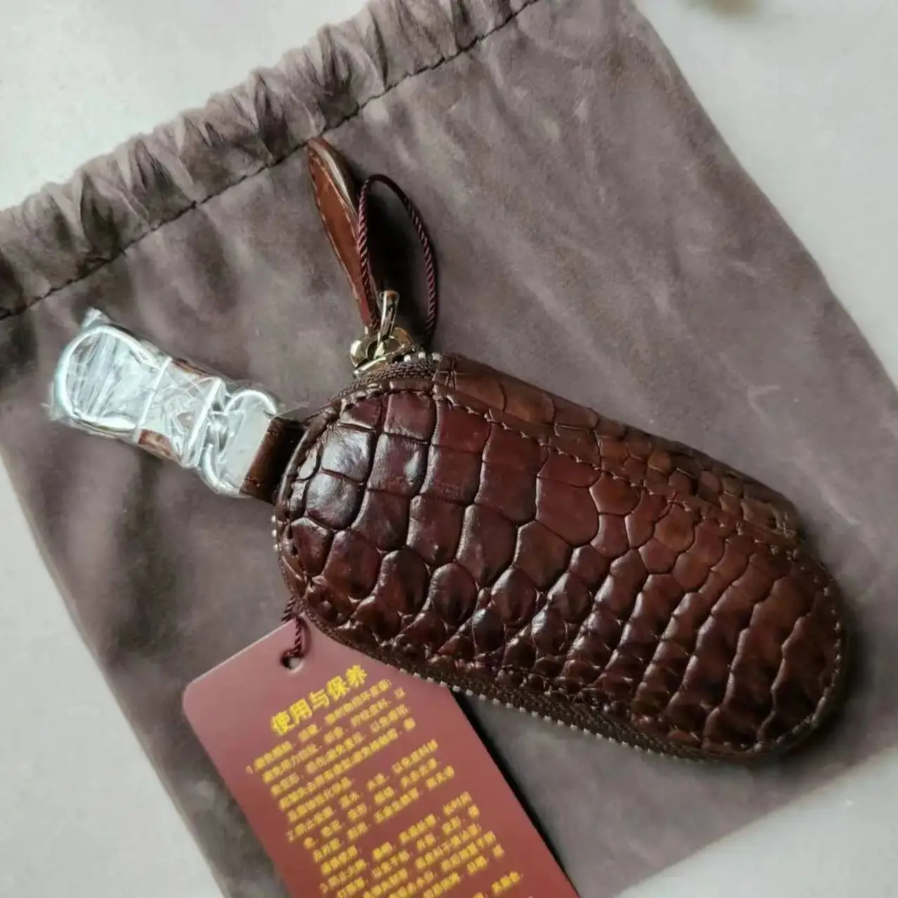 2023-New-Luxury-Crocodile-Leather-Car-Key-Bag-Genuine-Leather-Fashion ...