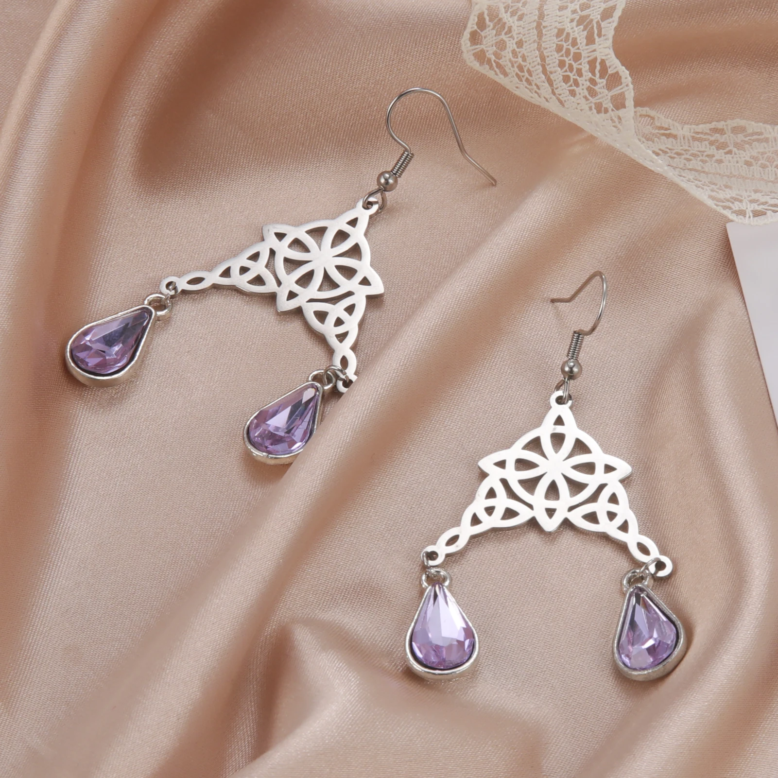 Dawapara Kreuz Wiccan Hexe Knoten Anhänger Drop Ohrringe Edelstahl Frauen Ohrringe Amulett ...