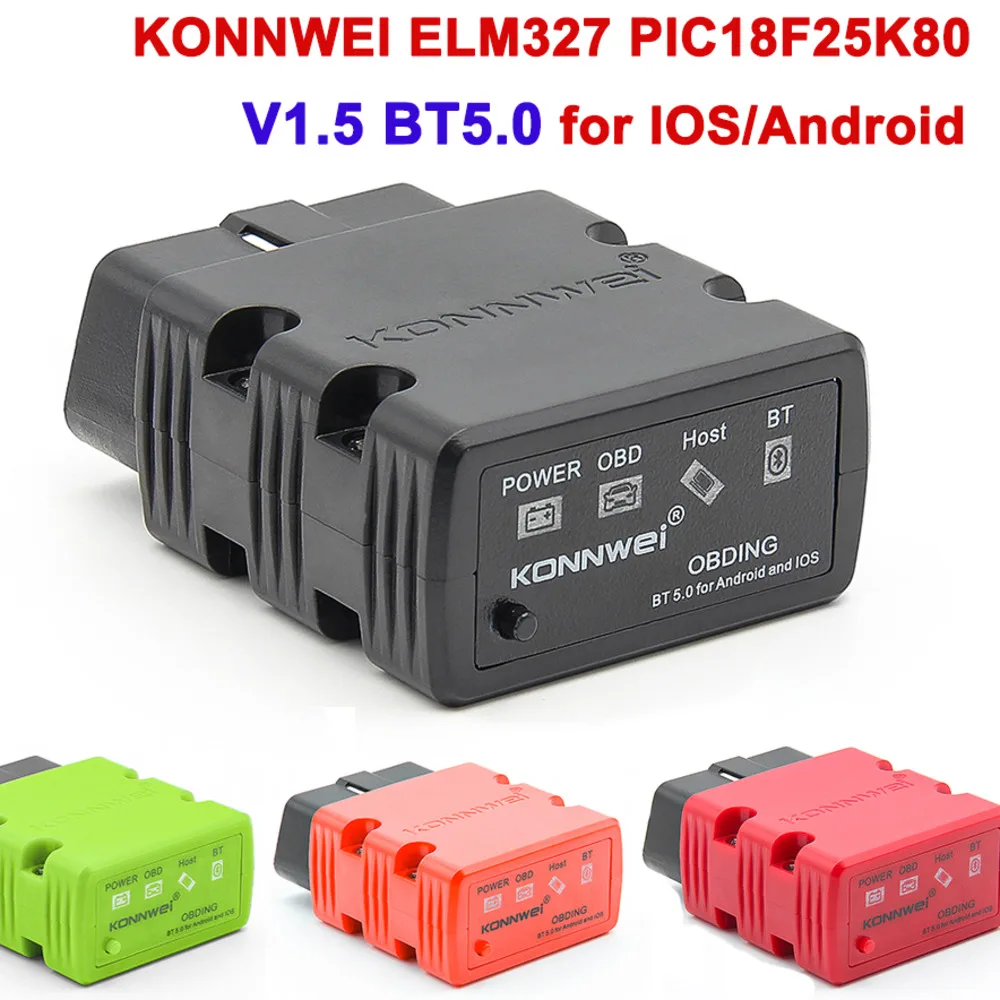 Konnwei Elm327 V1.5 Obd2 Scanner Pic18f25k80 Bluetooth-compatible 5.0 Kw902 Odb2 Elm 327 V1 5 ...