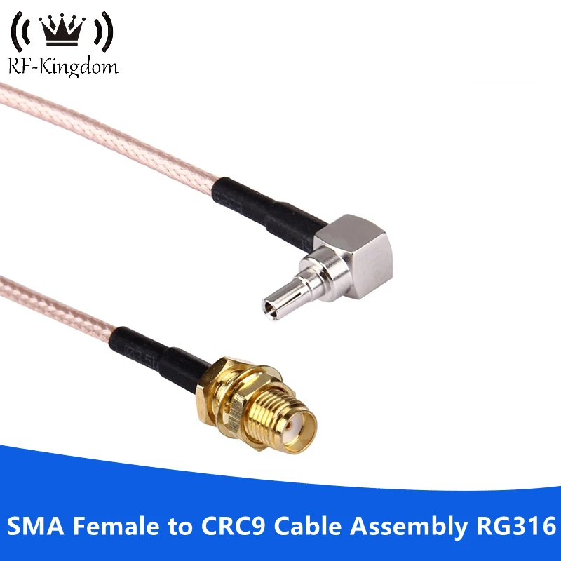 SMA Female to CRC9 Right Angle Connector RG316 Coax Jumper Pigtail ...