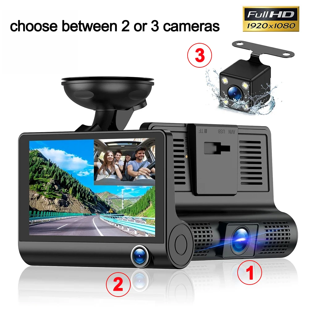 Car-DVR-3-Cameras-HD-1080P-4-0-Inches-Dash-Cam-Car-Video-Recorder-Auto ...