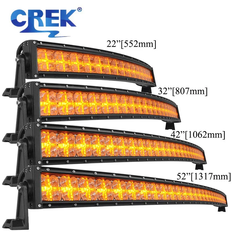 Crek 22 32 42 52 Inch Truck 7d Curved Led Work Light Bar Amber Drl For ...