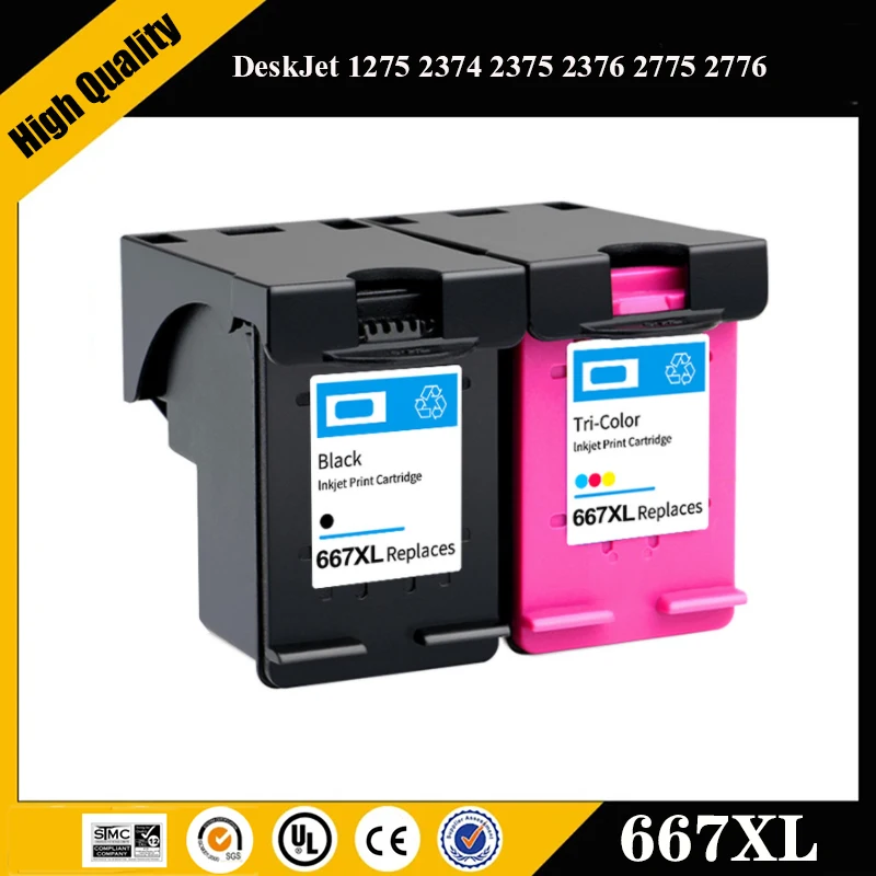 einkshop For HP 667XL 667 XL Ink Cartridge for HP667 DeskJet Ink ...
