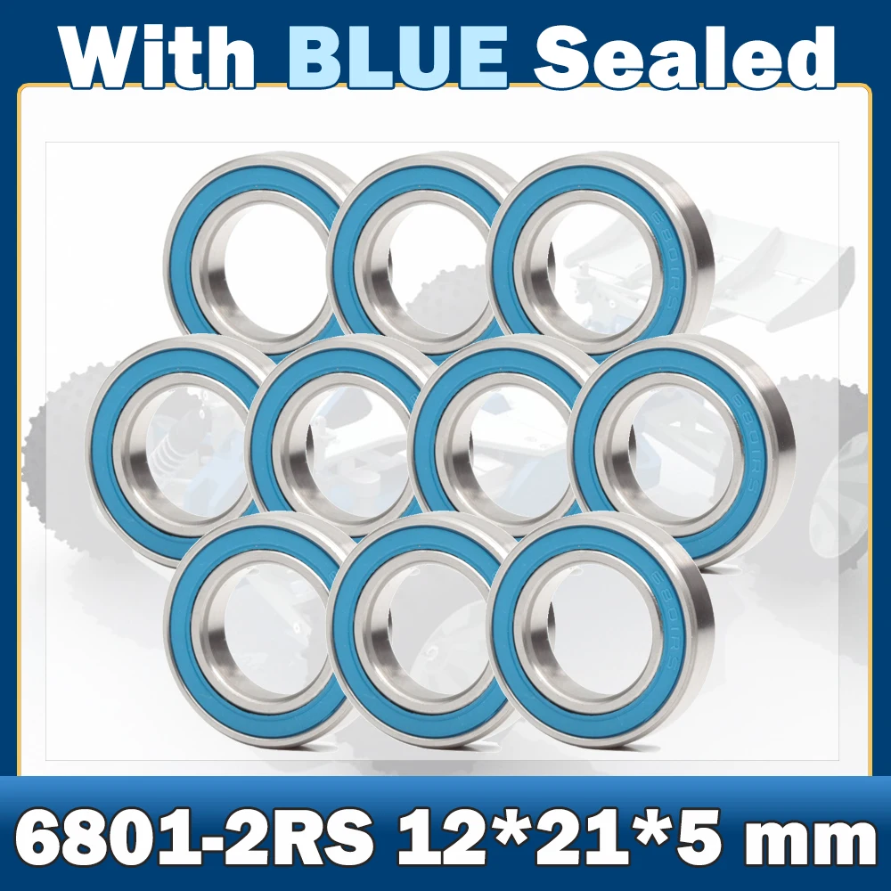 6801rs Bearing Abec-7 ( 10 Pcs ) 12*21*5 Mm Thin Section 6801-2rs Ball ...