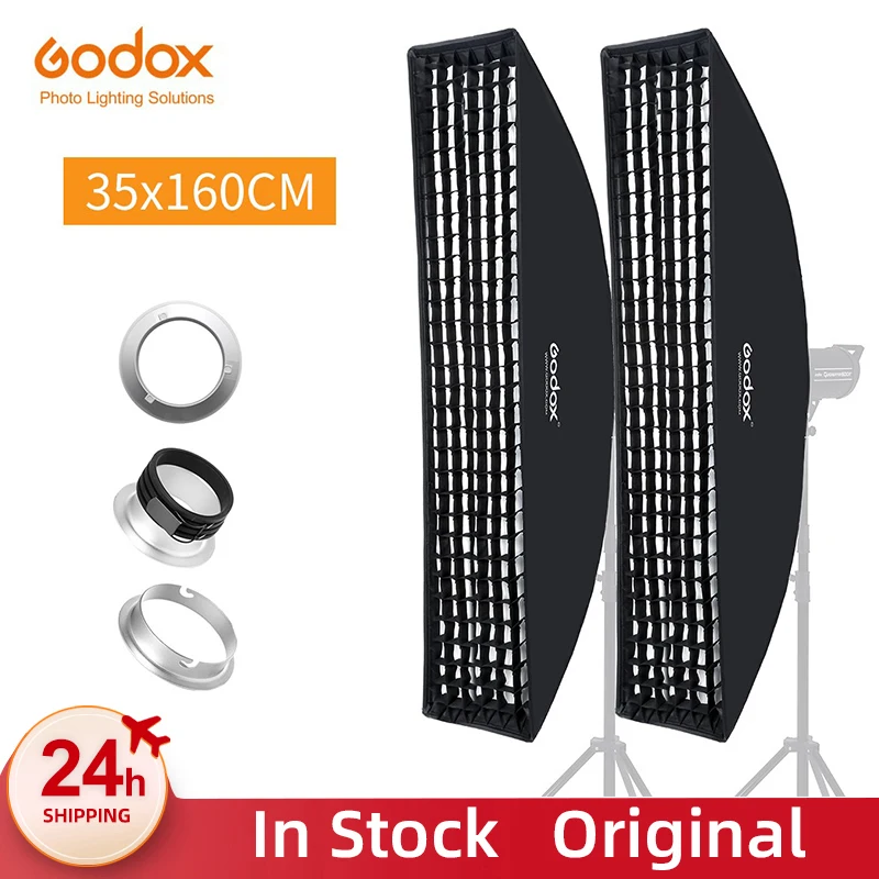 2 pçs godox 35x160cm 14 "x 63" tira colméia favo de mel grade softbox ...