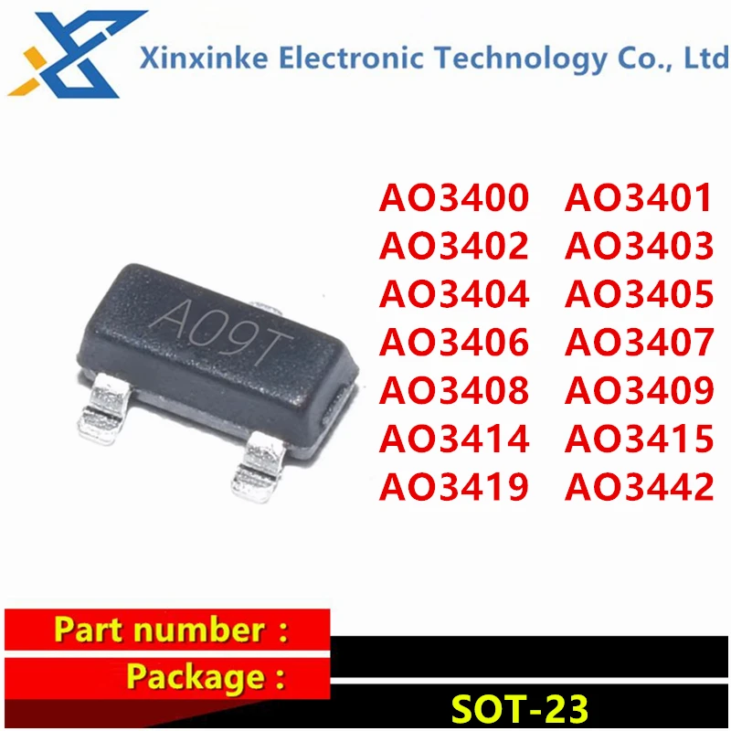 100PCS SMD MOSFET AO3407 SOT23-3 AO3400 AO3401 AO3402 AO3404 AO3406 SOT ...