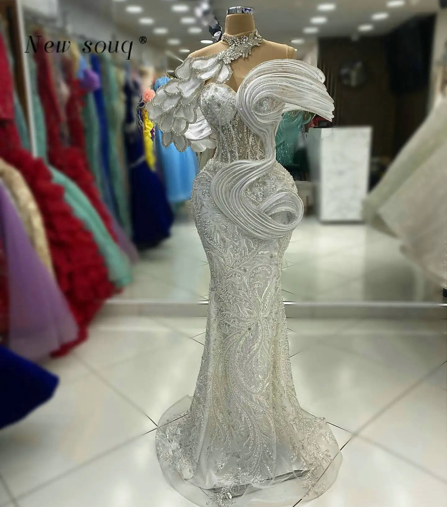 Arabic-Chic-Off-Shoulder-3D-Leaf-Design-Long-Mermaid-Evening-Dresses ...