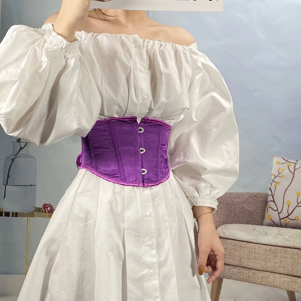 Short Torso Underbust Corset Satin Bustier Fish Boned Waist Slimming ...