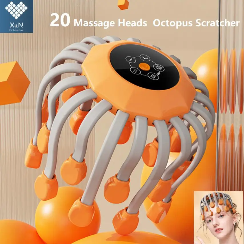 20Massage-Heads-Orange-Scalp-Head-Massager-Red-Light-Therapy-Vibrator ...