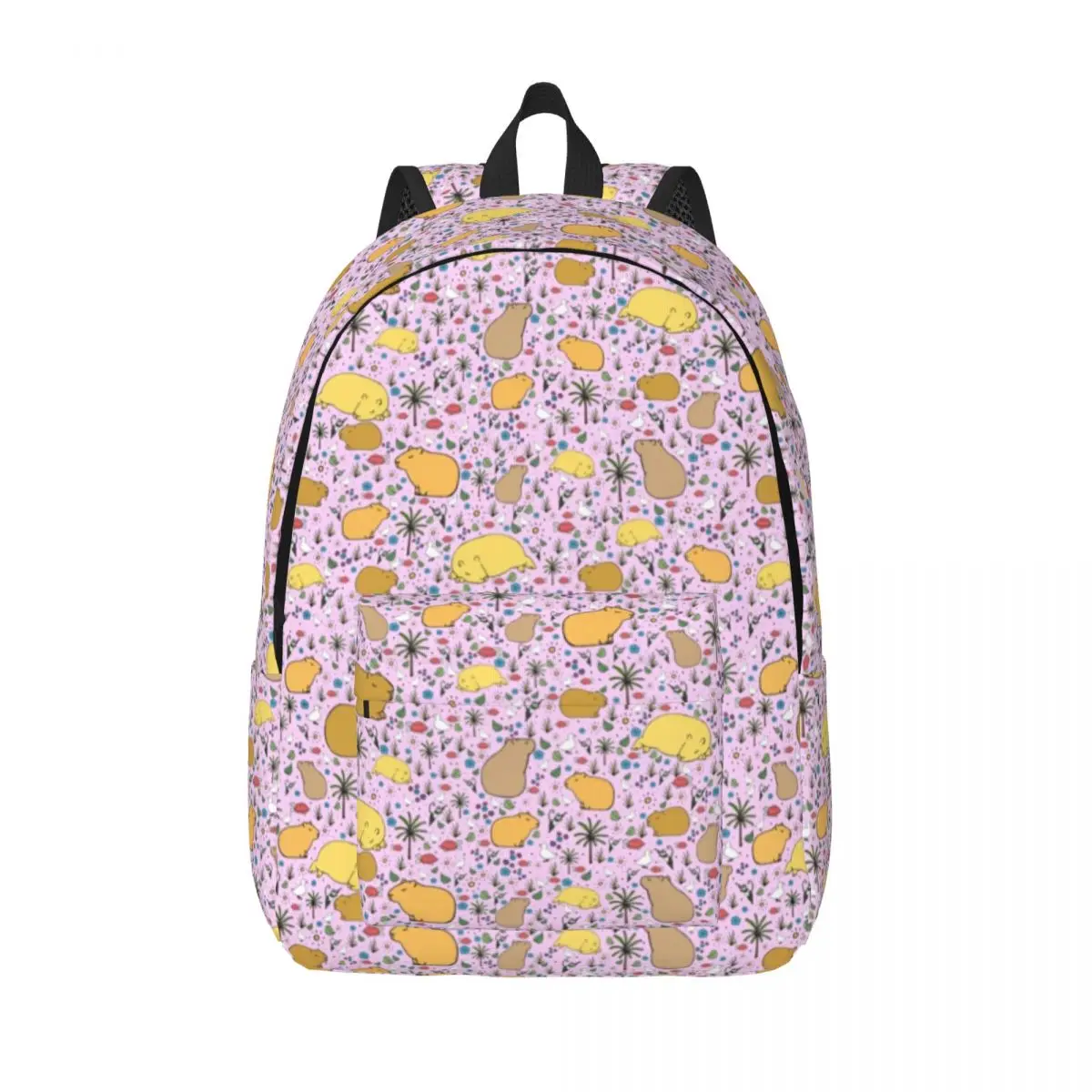 Capybaras-In-Pink-Pet-Travel-Canvas-Backpack-School-Laptop-Bookbag-Wild ...
