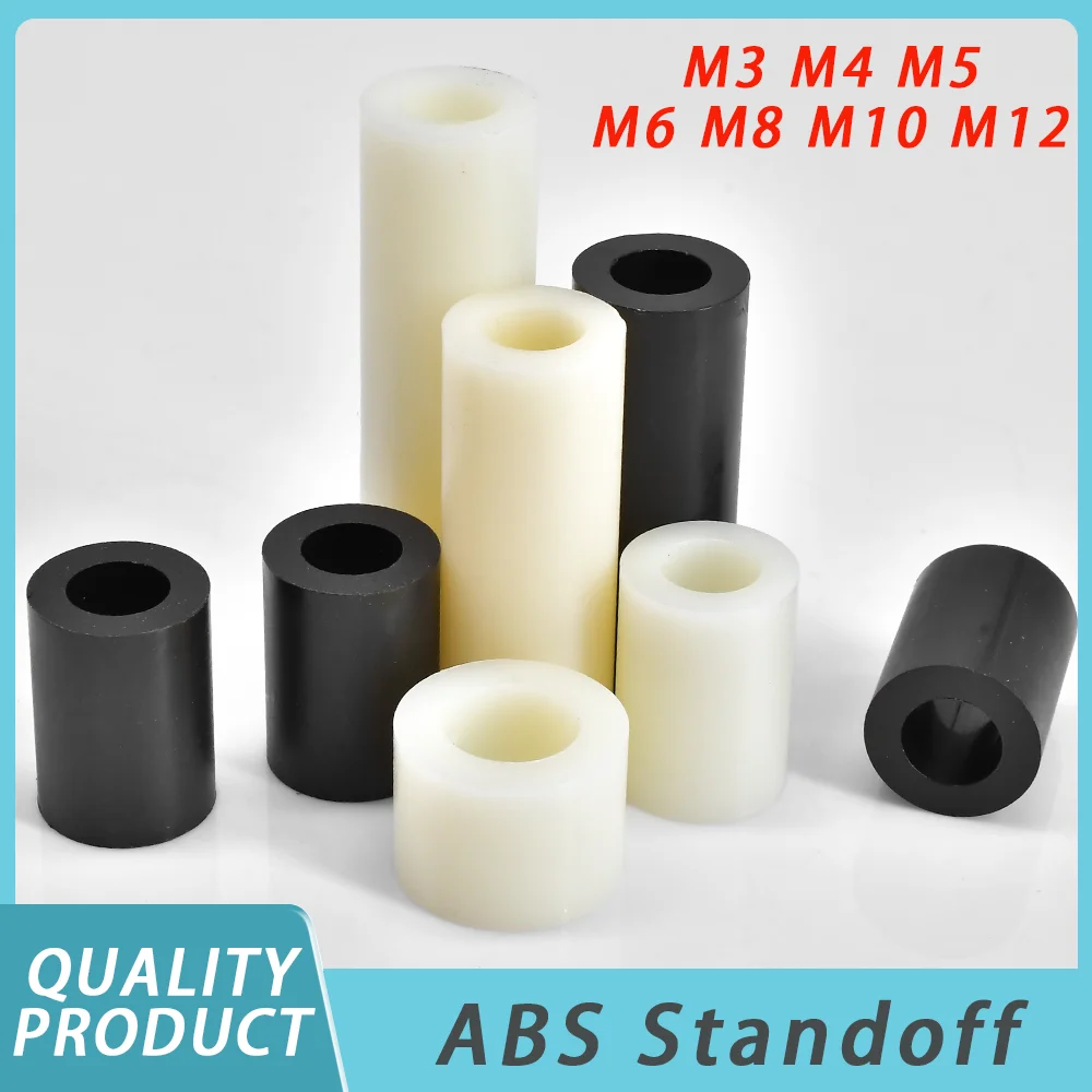 20-50pcs-White-Black-ABS-Non-Threaded-Spacer-M3-M4-M5-M6-M8-M10-M12 ...