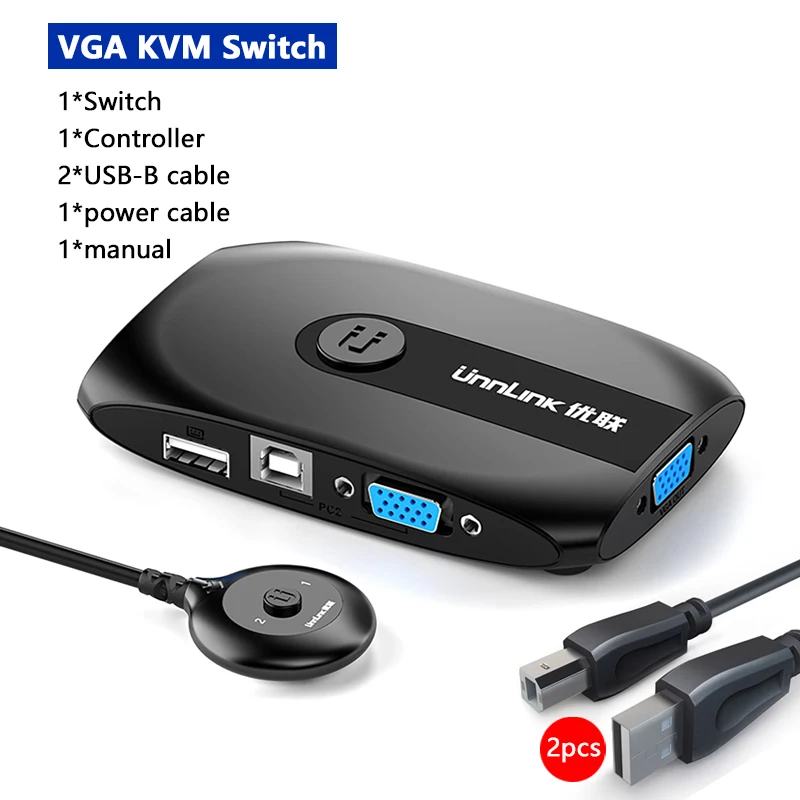 kvm스위치 hdmi usb 3.0 호환 Unnlink 2X1 VGA KVM 스위치 1080P 스위처 Extender 2 포함 ...