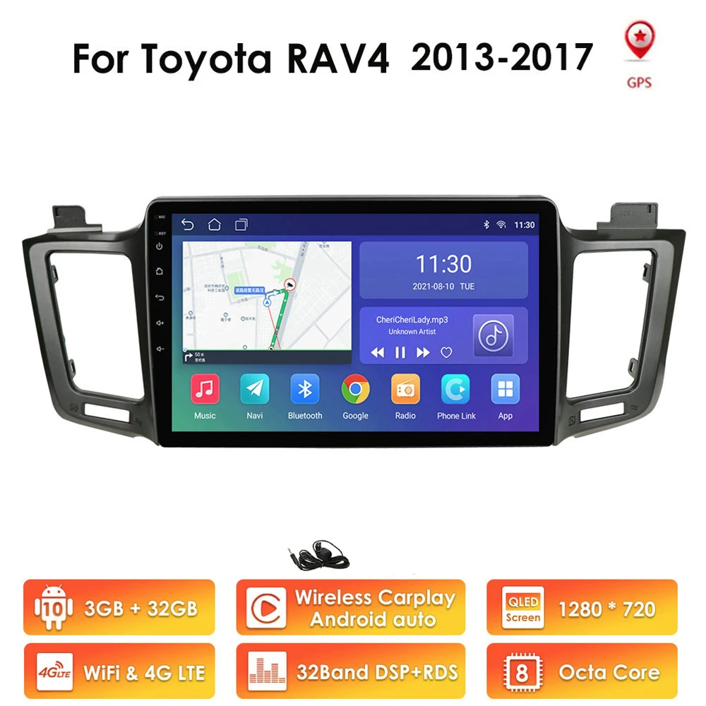 2GB+32GB Android 10 2 Din Car Radio Player for Toyota RAV4 2013 2014 ...