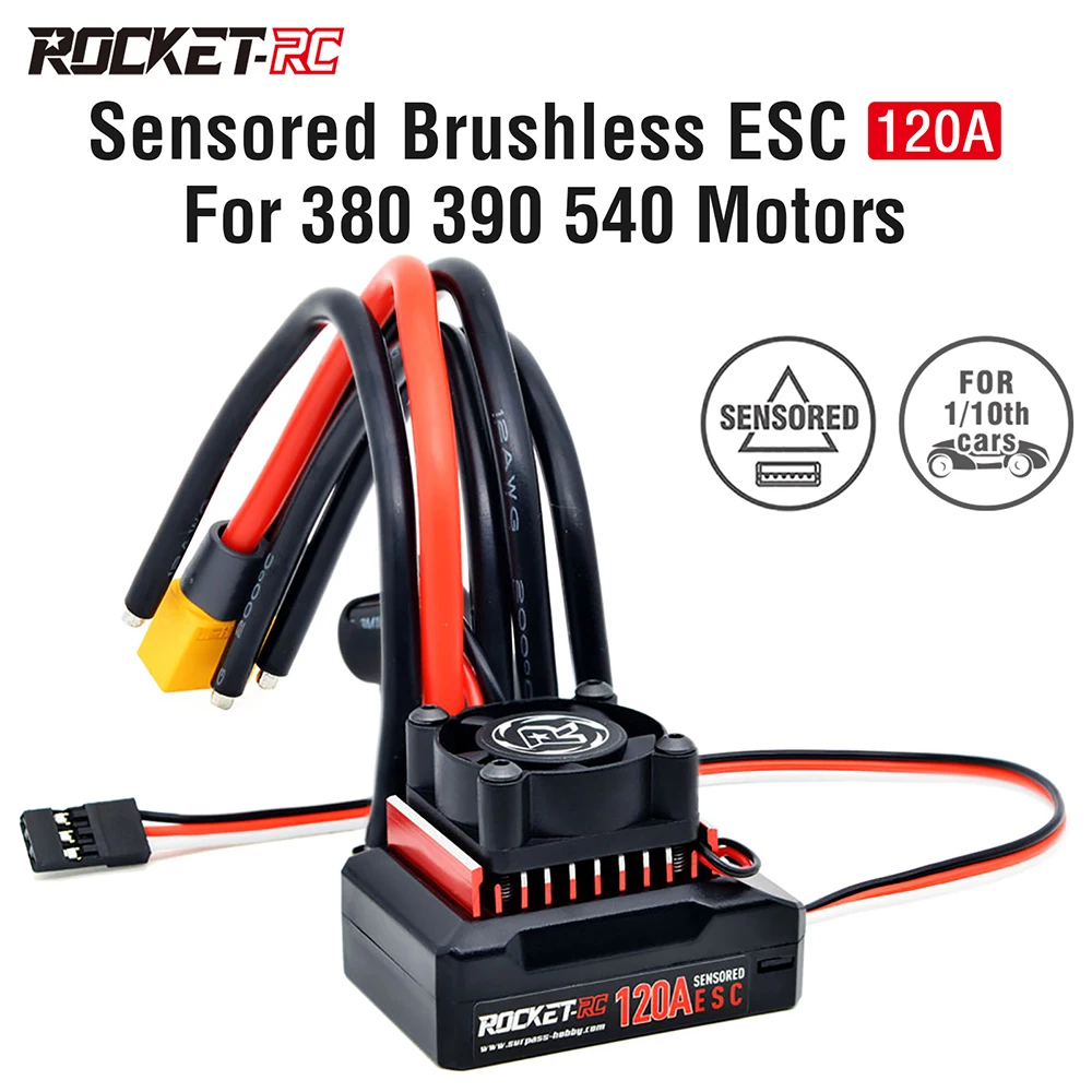 Rocket-RC-120A-Sensored-Brushless-ESC-for-1-10-RC-Racing-Car-380-390 ...