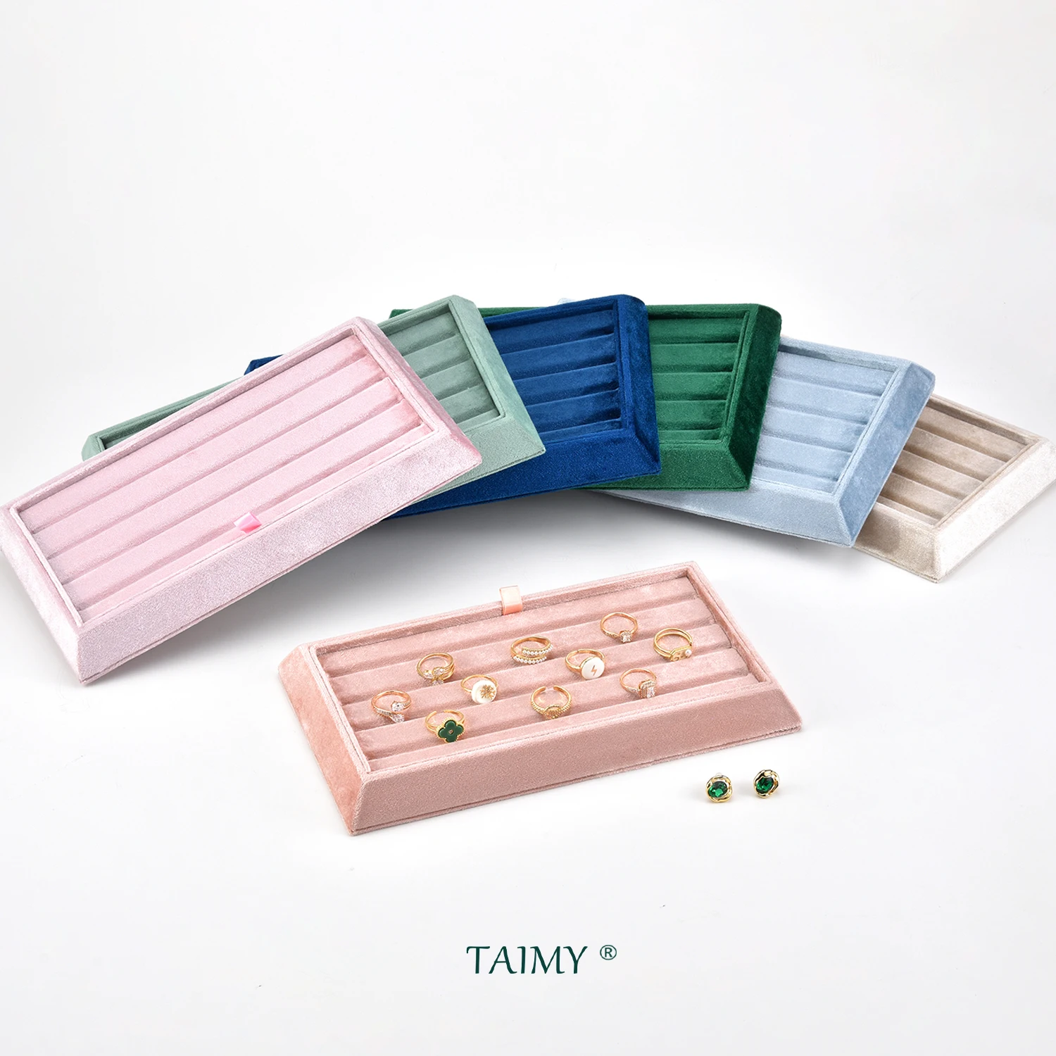 TAIMY-Plush-Velvet-Ring-Holder-Trays-Jewelry-Anti-scratch-Desktop ...