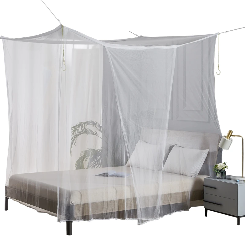 White Four Corner Outdoor Camping Mosquito Canopy Net with Storage Bag ...