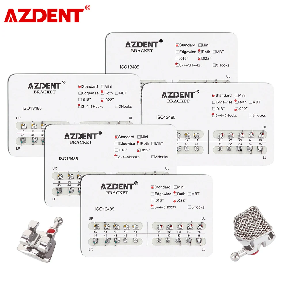 5-Packs-100pcs-AZDENT-Dental-Orthodontic-Metal-Bracket-Brace-Mini ...