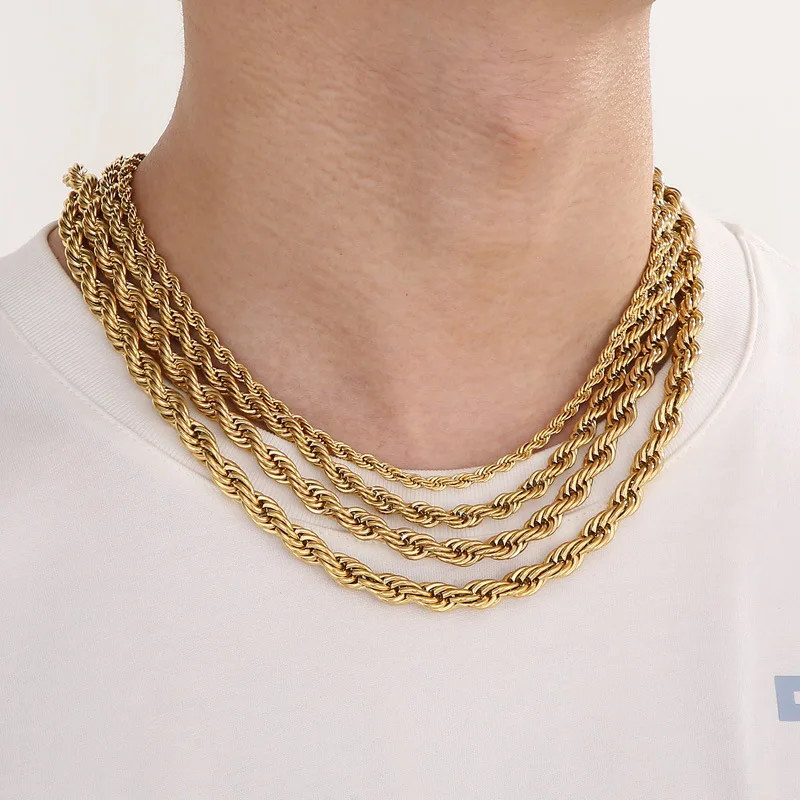 Twisted-String-hiphop-Electroplating-Necklace-Men-s-and-Women-s-Gold ...