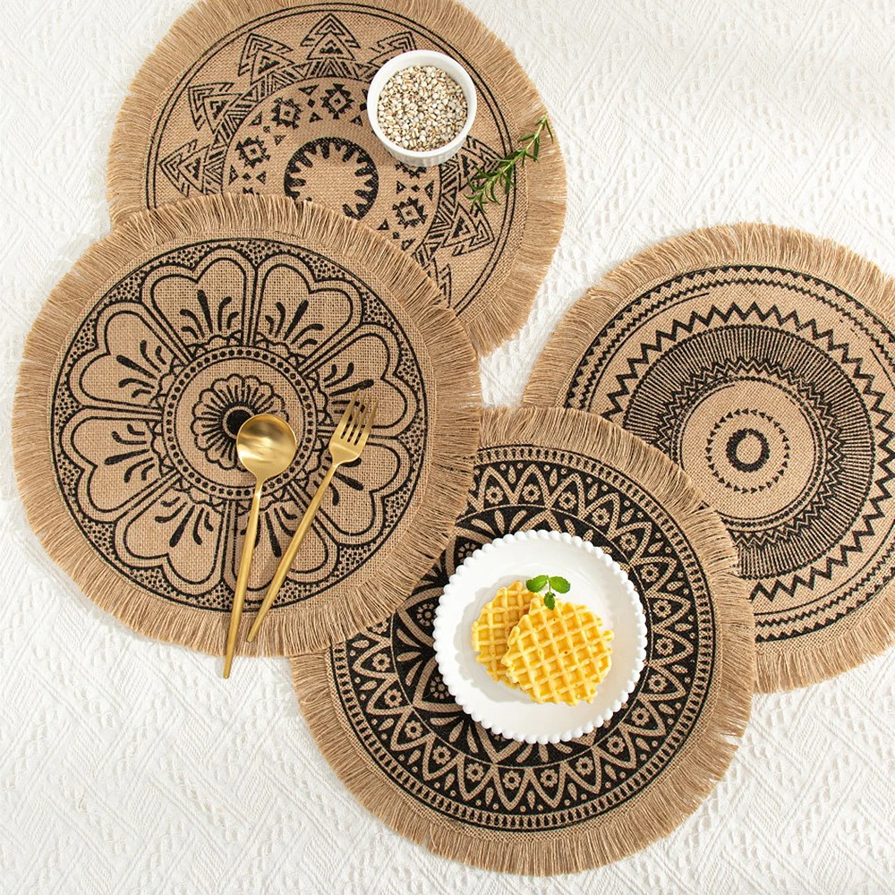 1Pc-Boho-Style-Woven-Jute-Cotton-Round-Placemat-Exquisite-Embroidery ...