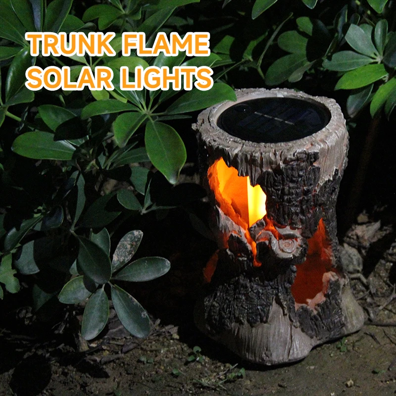 Solar-Stump-Light-Trunk-Solar-Flame-Light-Resin-Simulation-Garden ...
