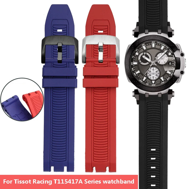Sports Silicone Rubber For Tissot Racing T115417A Series Special Double ...