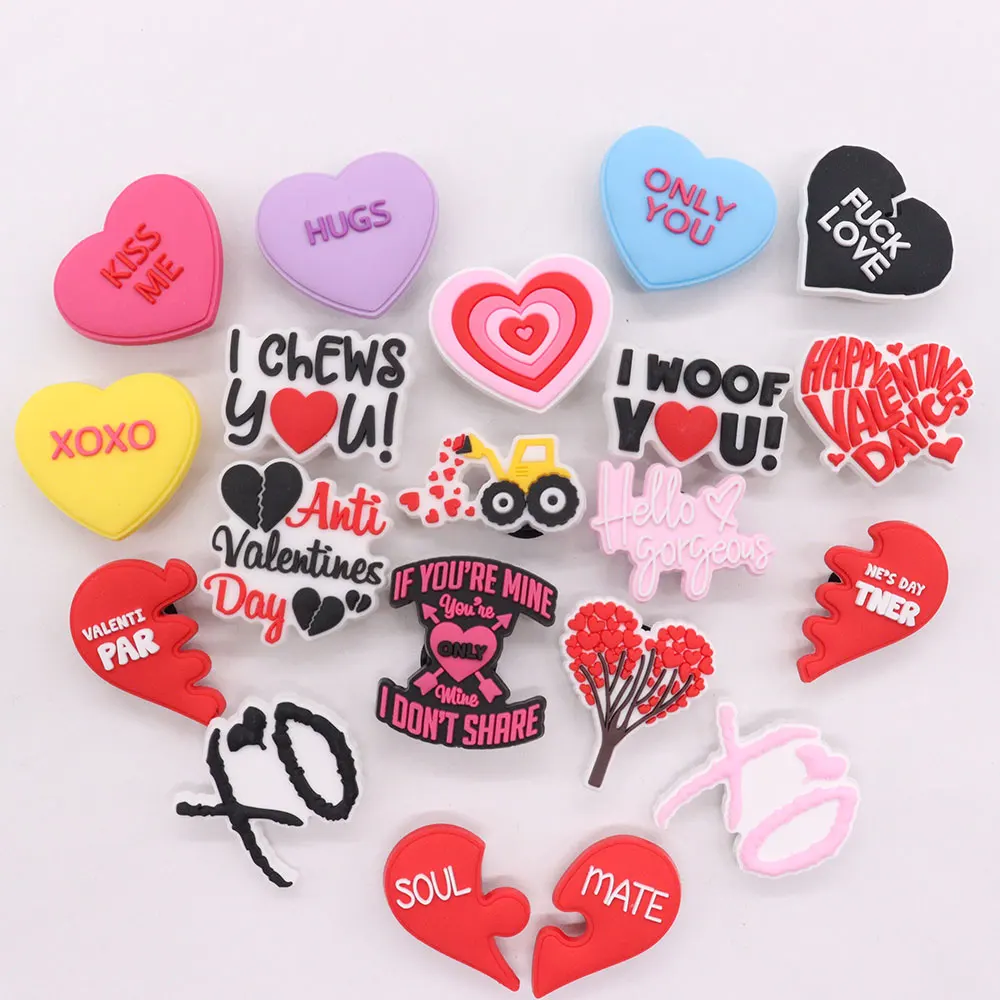 1-20Pcs-PVC-Valentine-s-Day-Hugs-Heart-Garden-Shoe-Buckle-Charms-Adult ...