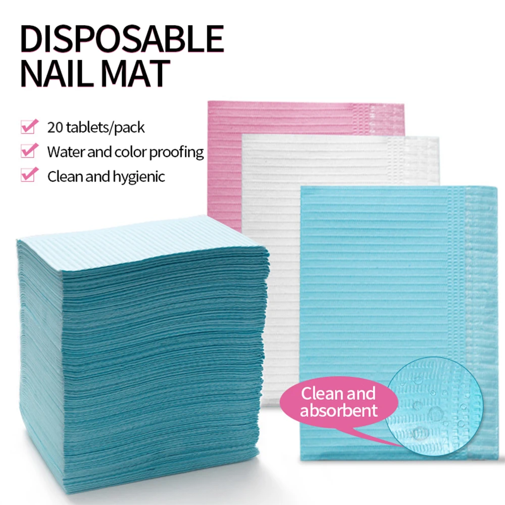 20pcs-Nail-Art-Table-Mat-Disposable-Clean-Pads-for-Nails-Waterproof ...