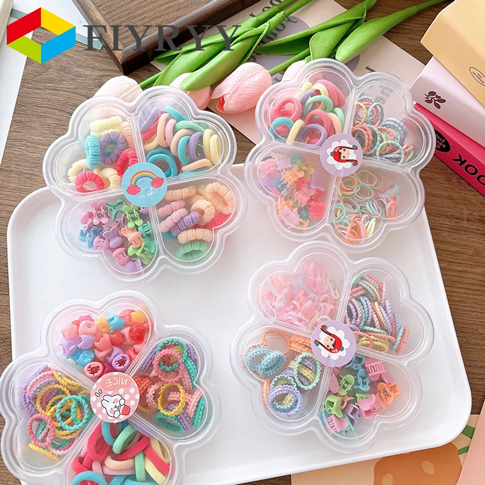 Candy Color Children Girls Hair Tie Accessories Set Gift Box Mini Ties ...