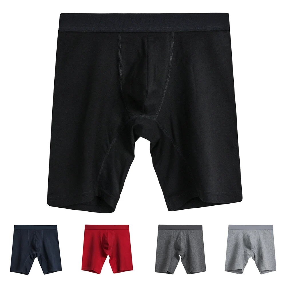 Men Cotton Underpants Shorts Trunks Pouch Long Legged Underwear Comfy ...