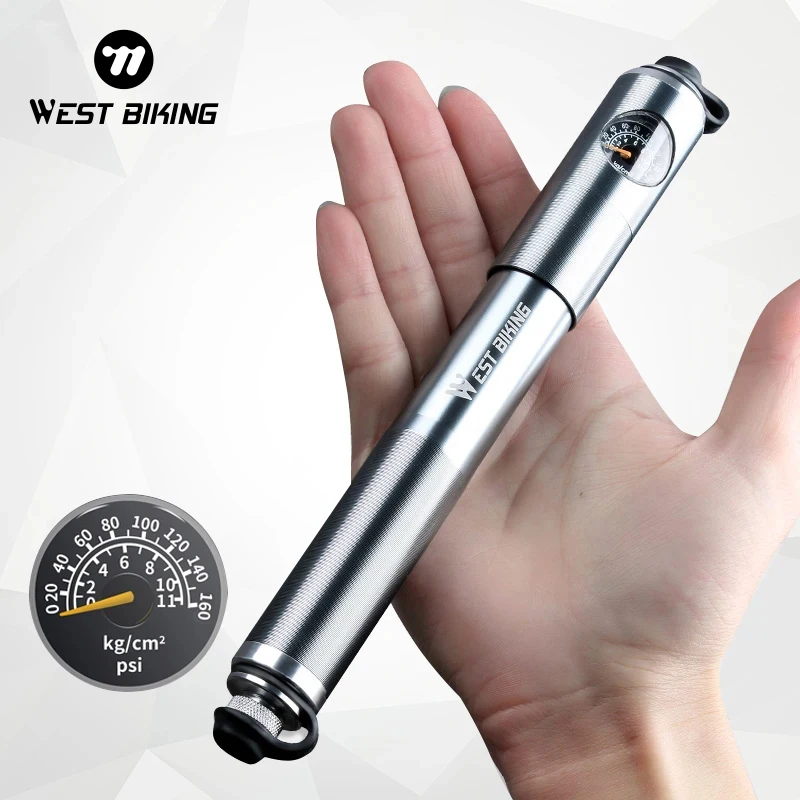WEST-BIKING-Mini-Bike-Hand-Pump-with-Gauge-120-300-PSI-Aluminium-Alloy ...