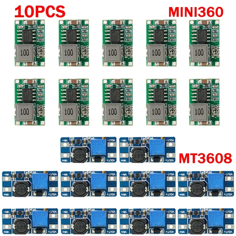 10PCS-Mini360-DC-DC-Buck-Converter-Step-Down-Module-MT3608-DC-DC-Boost ...
