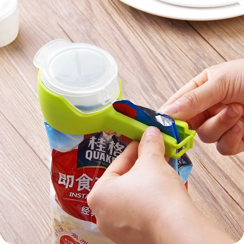 1pcs Plastic Cap Sealer Clip with Pour Spouts Snack Candy Storage Food Storage Bag Sealing Clips Fresh Clamp Kitchen Organizer AliExpress 15