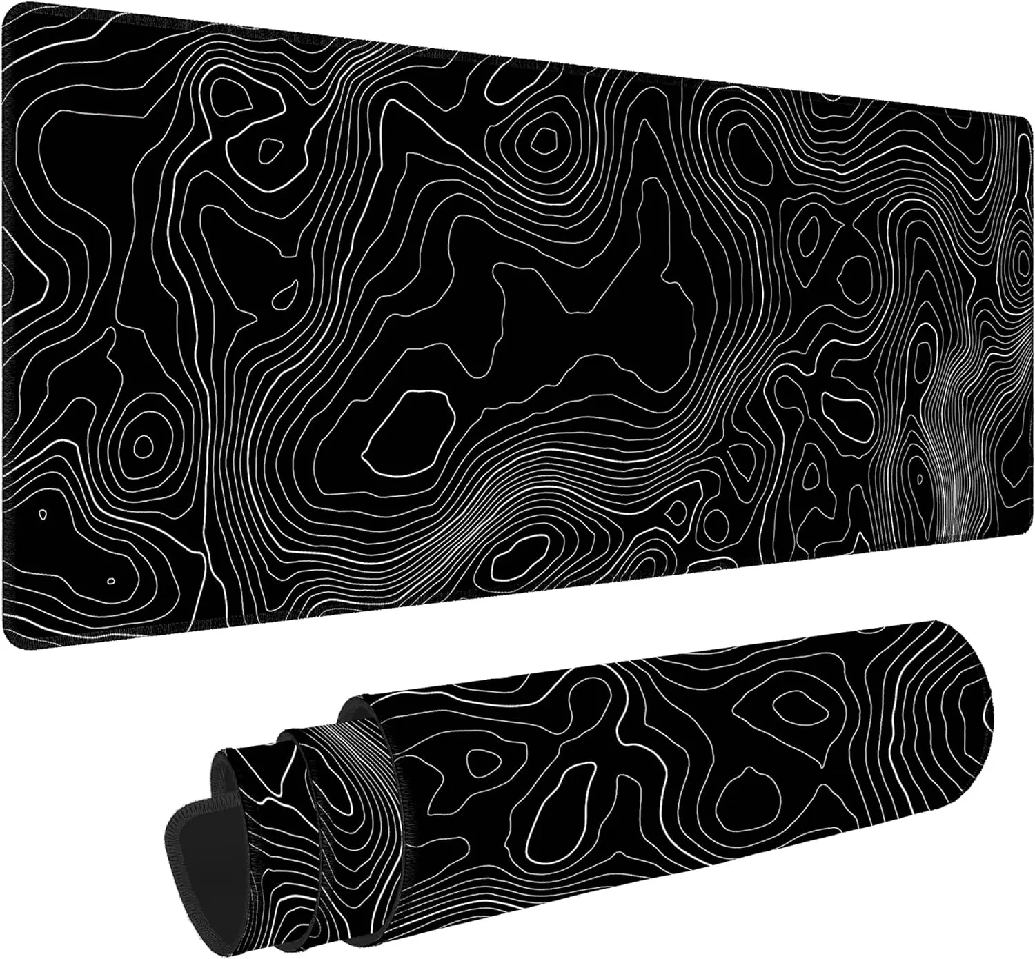 Black-Gaming-Mouse-Pad-Topographic-Contour-Desk-Pad-Computer-Keyboard ...
