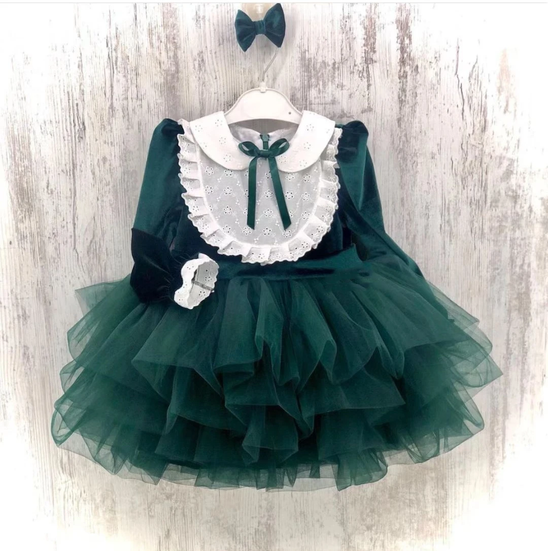 Baby-Girl-Autumn-Winter-Green-Velvet-Vintage-Spanish-Turkish-Princess ...