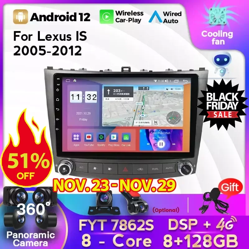 FYT-7862-Android-12-Car-Radio-DVD-Player-for-Lexus-IS250-IS300-IS200 ...