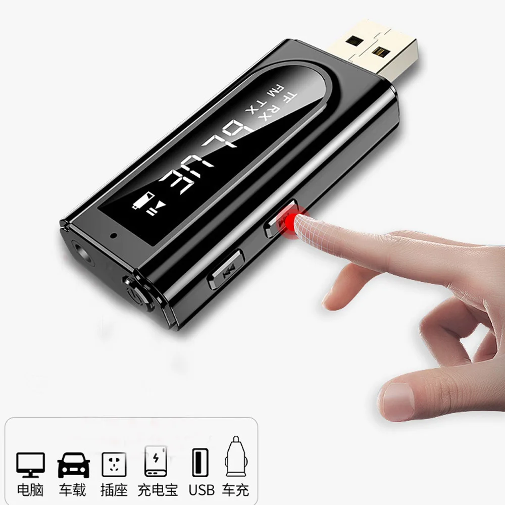 K9-FM-Stereo-Bluetooth-5-0-Receiver-Transmitter-with-TF-Solt-LCD-Screen ...