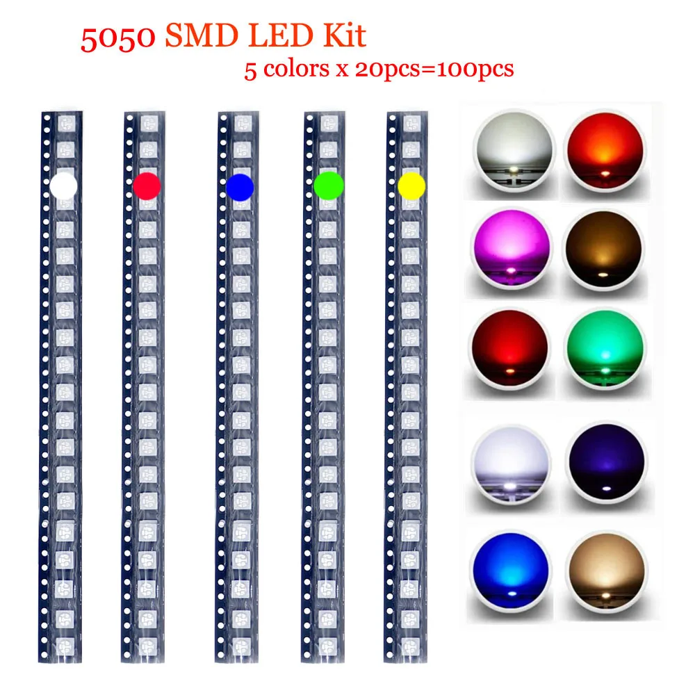 100pcs-5050-2020-SMD-LED-Emitting-Diode-Lamp-Chip-Warm-Cool-White-Red ...