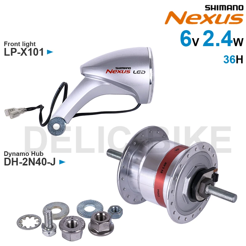 Shimano nexus hub dynamo 6v 2.4w DH 2N40 J 36h e luz dianteira LP X101 ...
