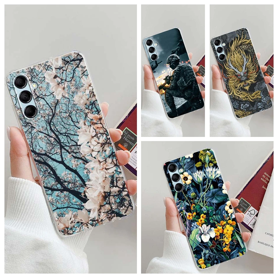 Clear-Case-for-Samsung-M14-Phone-Case-Flower-Cool-Cartoon-Bumper-for ...