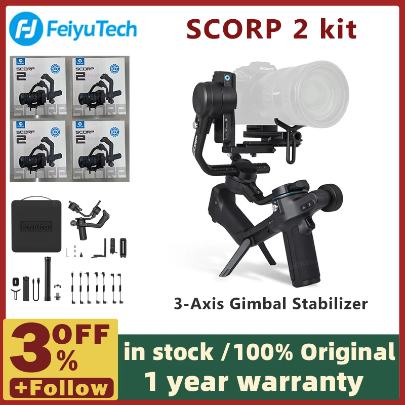 FeiyuTech-SCORP-2-kit-Camera-Gimbal-Stabilizer-Built-in-AI-Tracker-Upgrade-Joystick-Touch-Screen ...