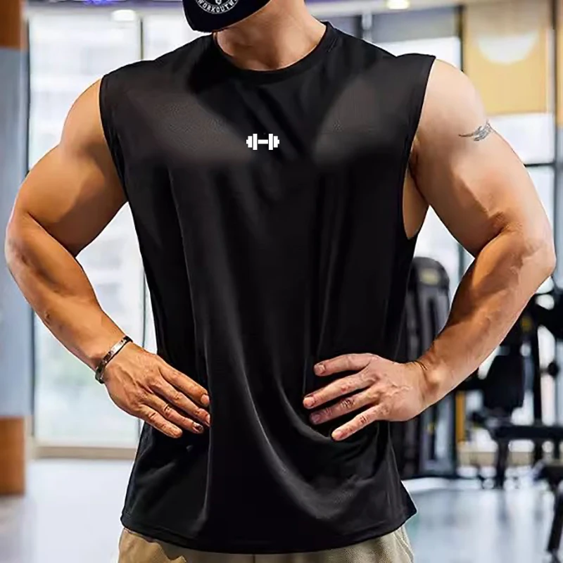 Summer Gym Tank Top Mens Fitness Training Clothing Quick Dry Loose Fit ...