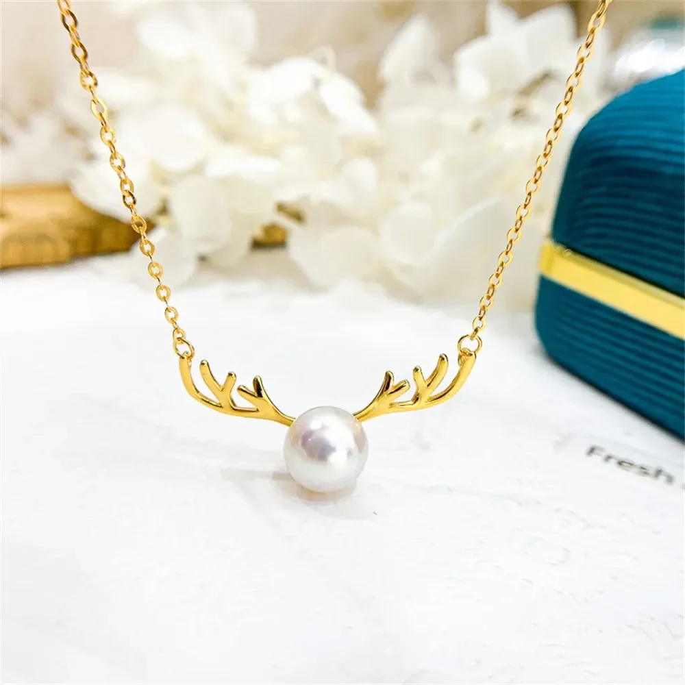DIY-Pearl-Accessories-S925-Sterling-Silver-Set-Chain-Empty-Holder-Gold-Silver-Pendant-with ...
