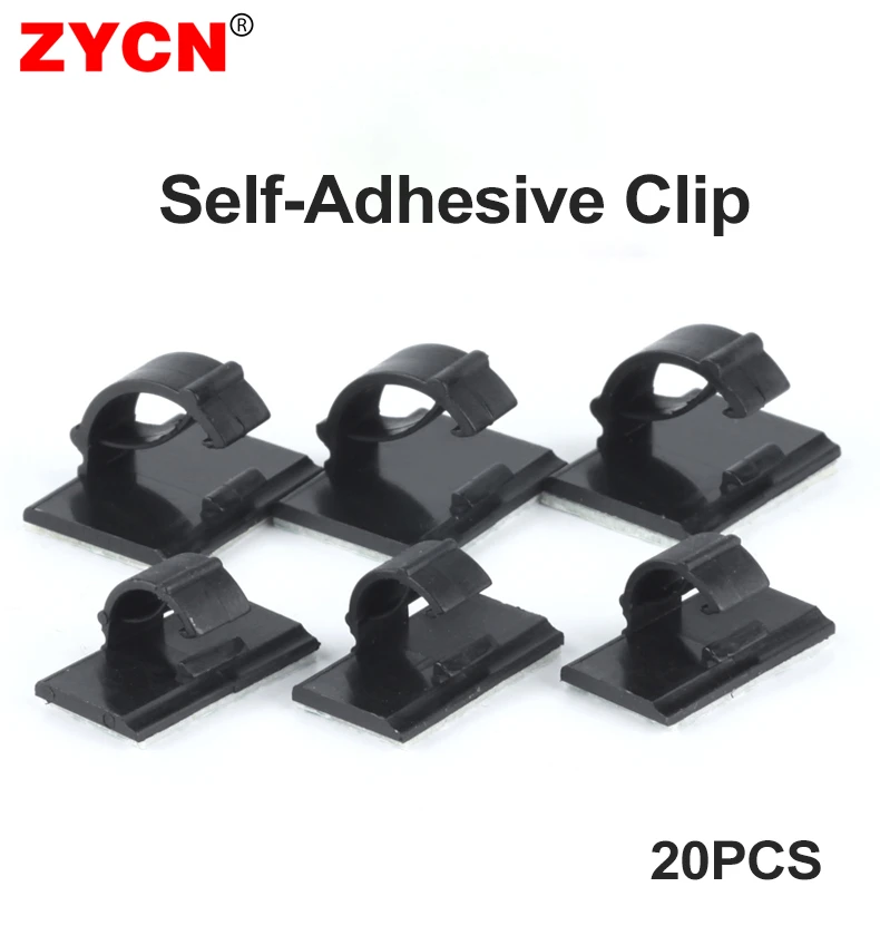 20PCS Self Adhesive Wire Clip Cable Organizer WCC Clamp Tie Fix Plastic ...