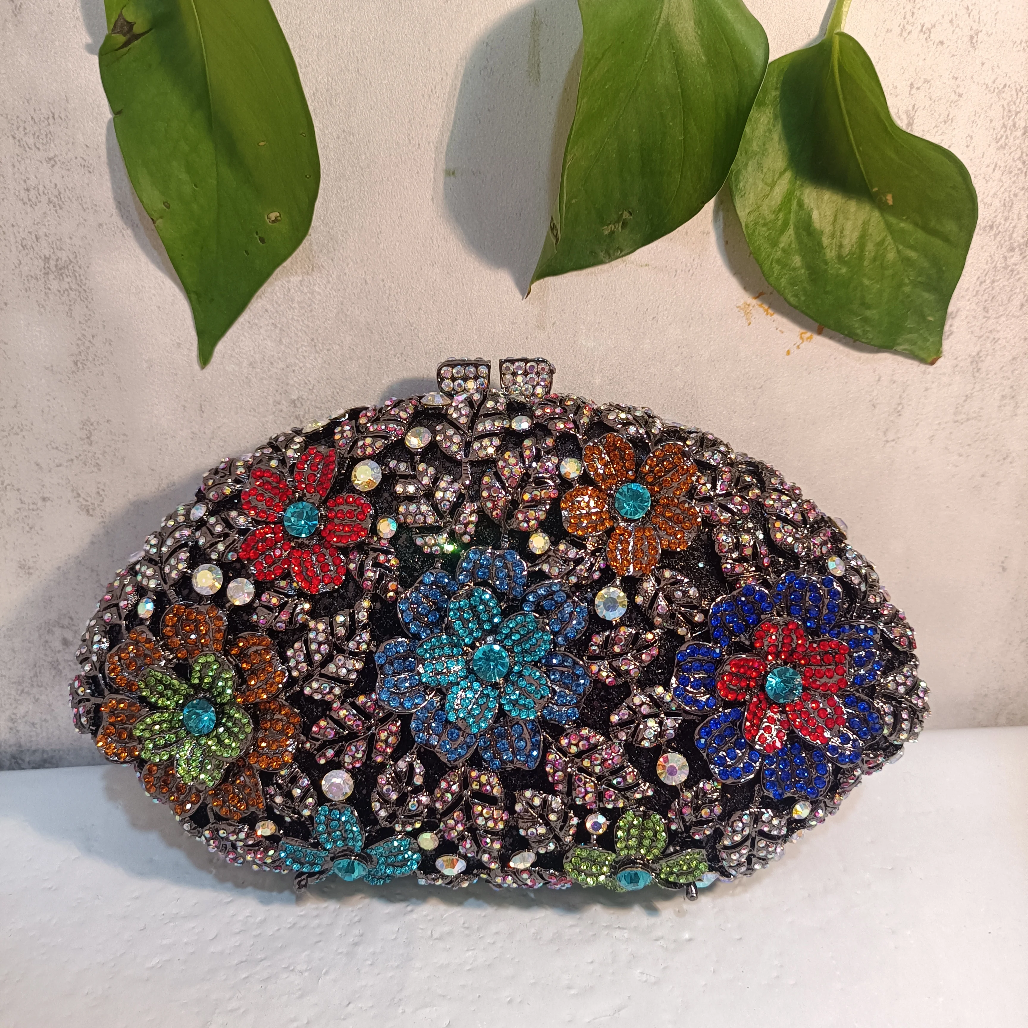 Multicolored-Diamond-Flower-Dinner-Crystal-Evening-Bag-Woman-Party ...