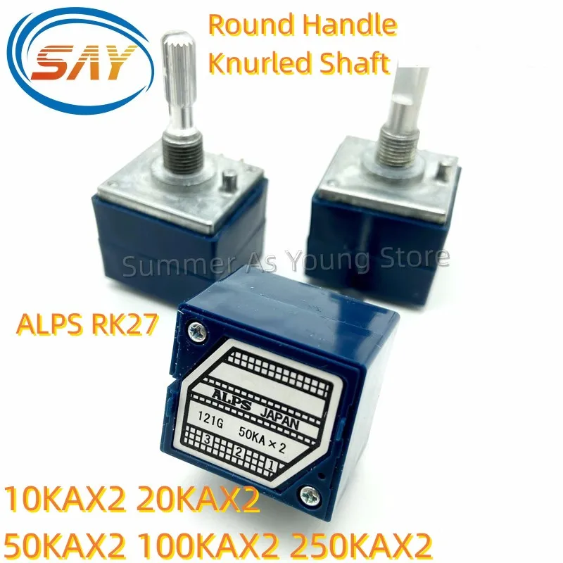 1PCS-Japan-ALPS-RK27-Volume-LOG-Stereo-Potentiometer-2-gang-Dual-Round ...