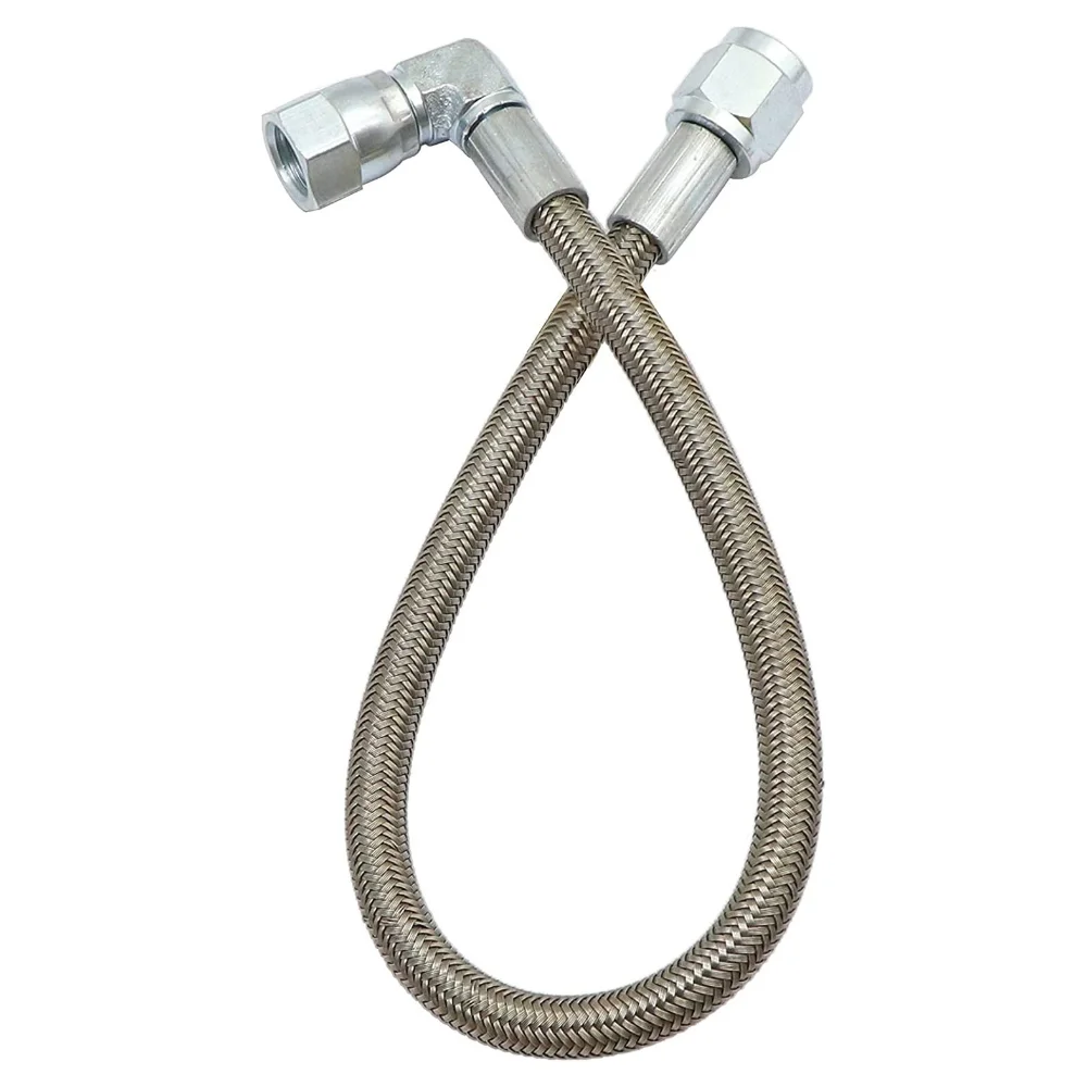 Turbo Oil Feed Line 48" Steel Braided 4an 90 Degree Straight Hose End ...